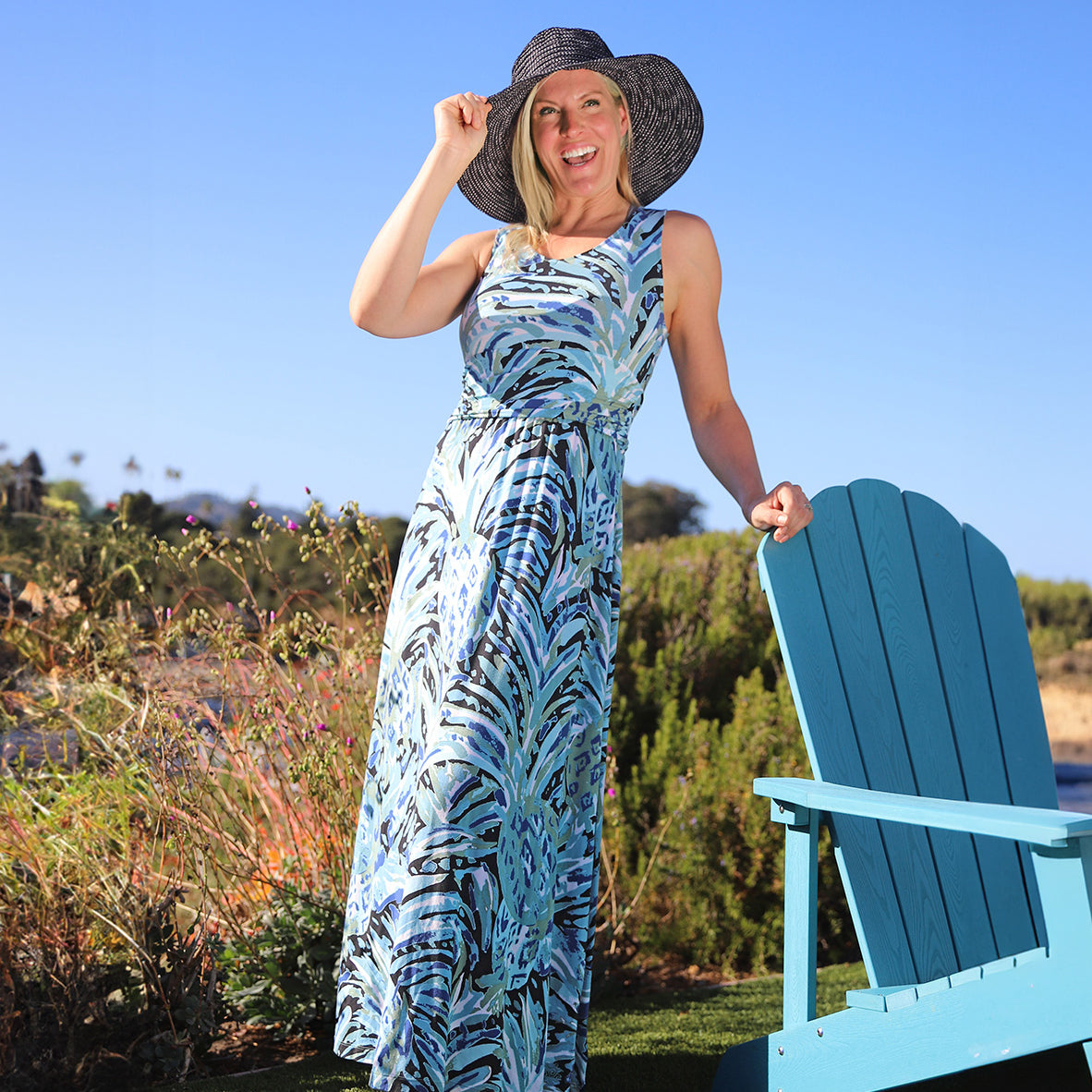 Women's UPF V-Neck Sleeveless Maxi Dress | Sun Protection Dress – UV Skinz®