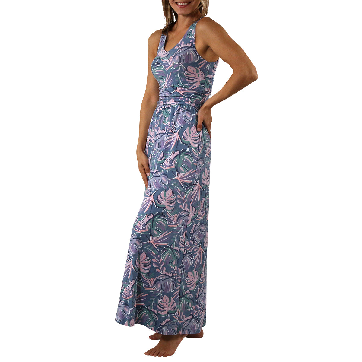 Women's UPF V-Neck Sleeveless Maxi Dress | Sun Protection Dress – UV Skinz®