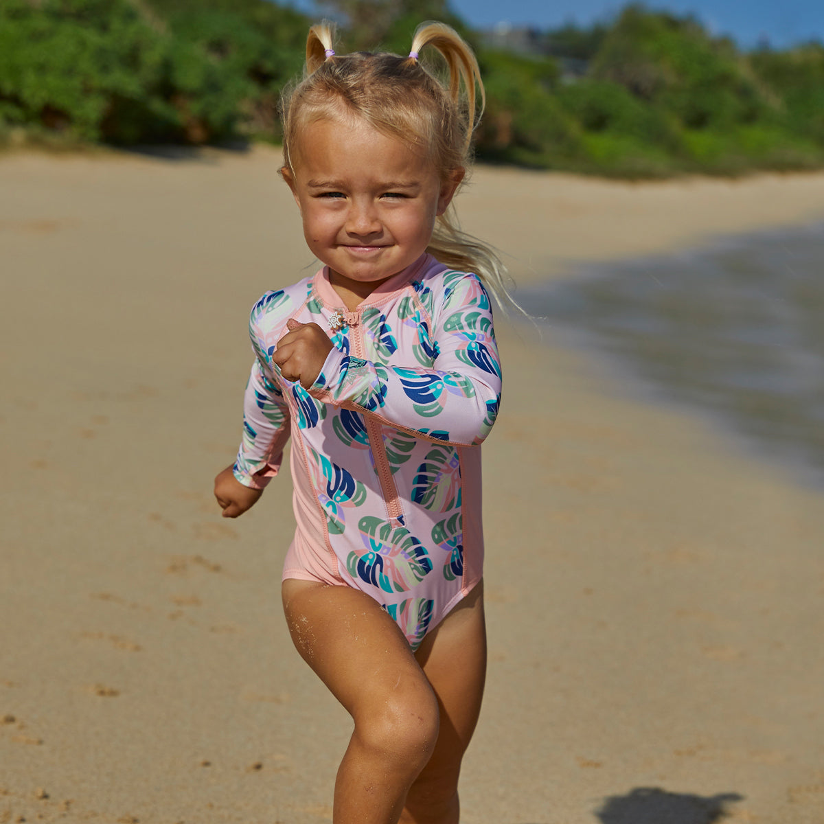 Girl's Long-Sleeve Half Zip Swimsuit | Certified UPF 50+ – UV Skinz®