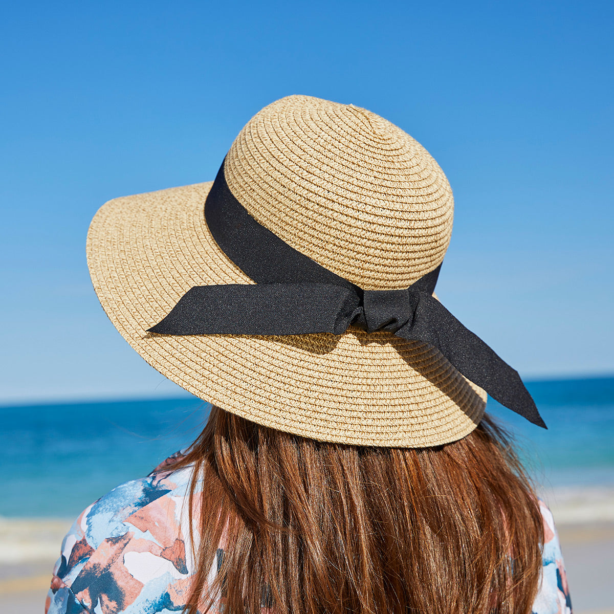 Women's Wide Brim Sun Hat with Ribbon